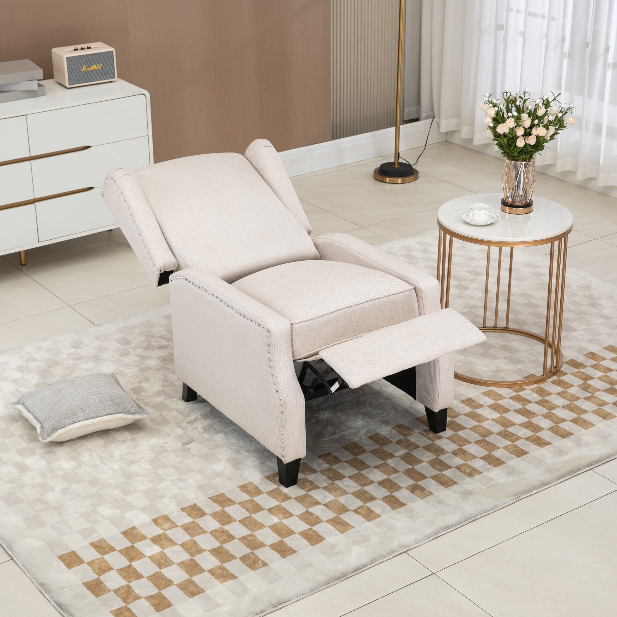 Fabric Recliner Chair, Adjustable Reclining Sofa, Home Theater Single ...