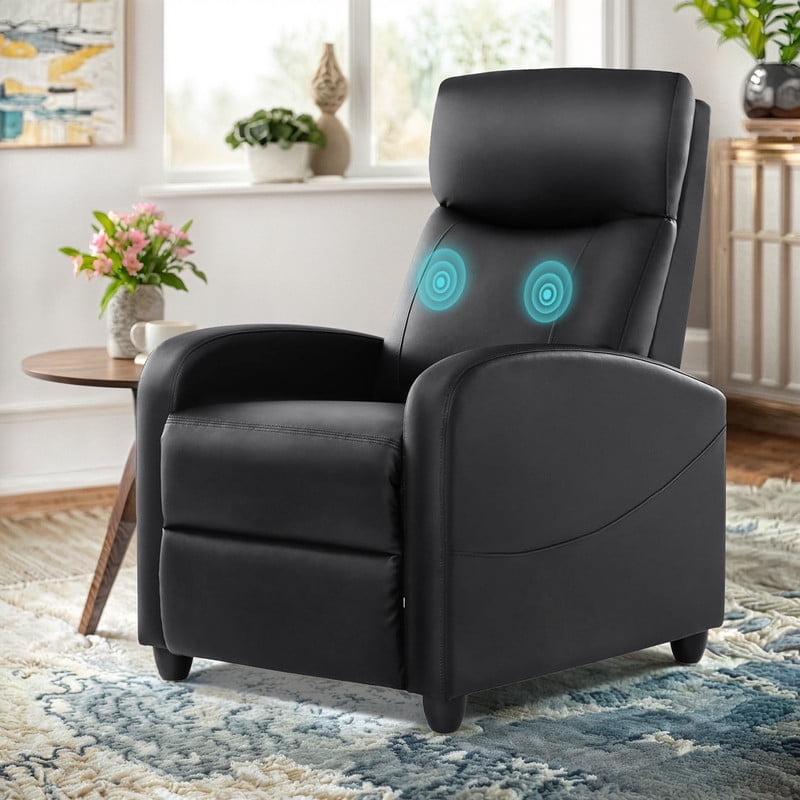 TINKLE WELL Fabric Recliner Chair with Massage Function, Adjustable ...