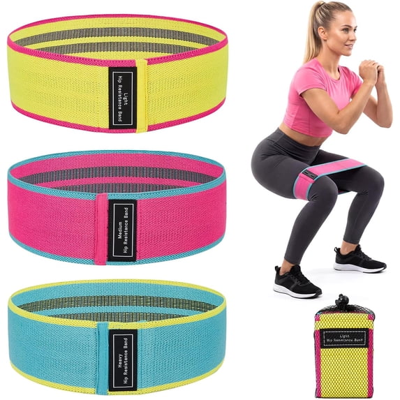 Fabric Resistance Bands Set - 6 Pack Exercise Loop Bands with Multiple ...