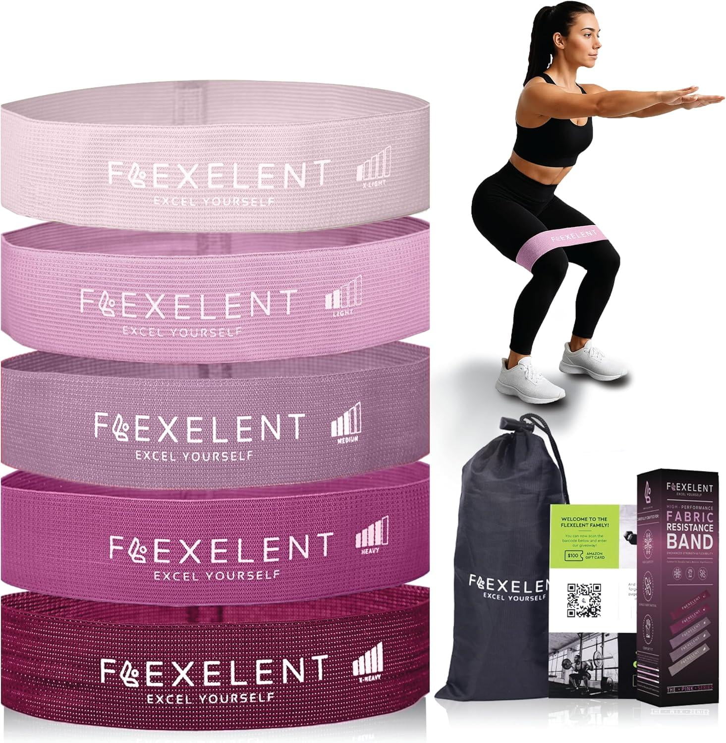Fabric Resistance Bands for Working Out with 5 Strength Levels - Extra ...