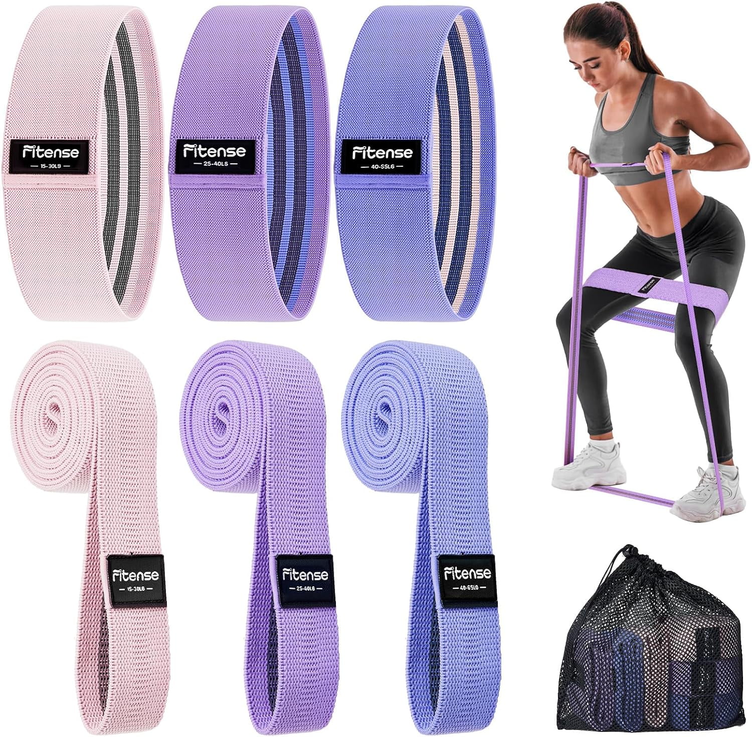 Fabric Resistance Bands for Working Out - Booty Bands for Women Men ...