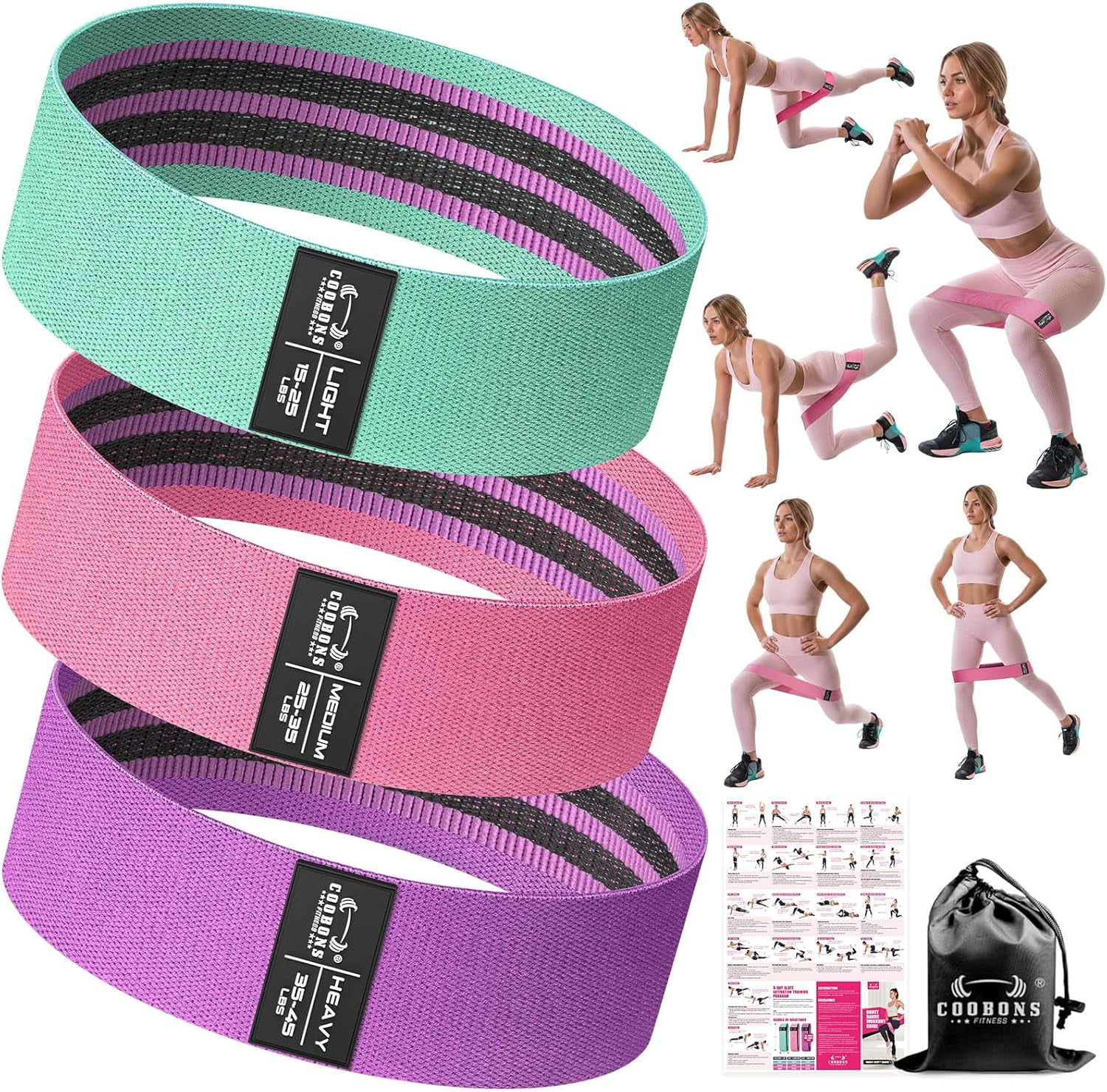Fabric Resistance Bands for Working Out - Exercise Bands for Women and ...