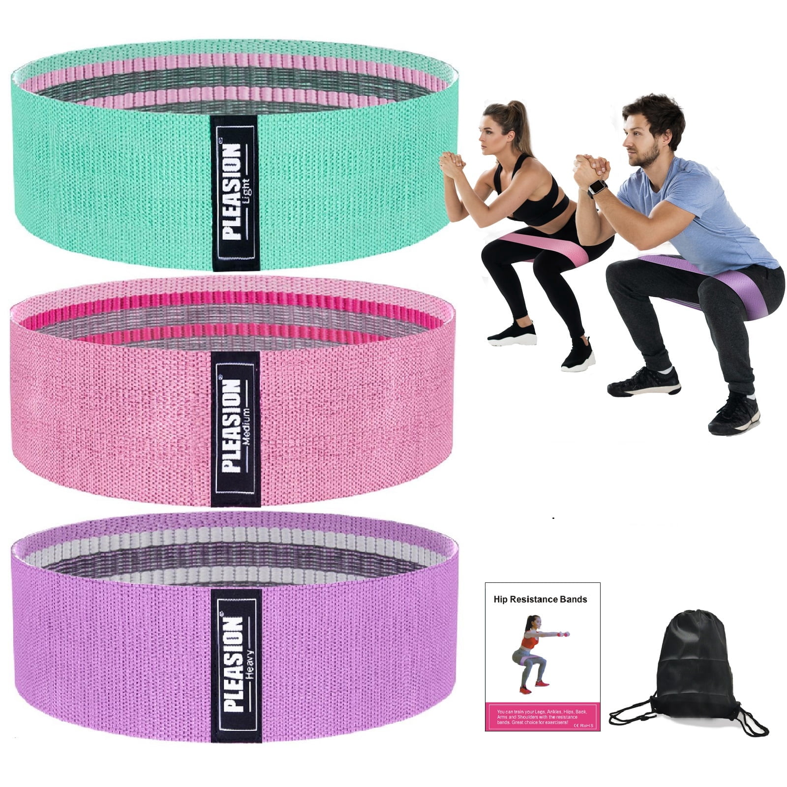 Fabric Resistance Bands for Working Out, 3 Levels Booty Bands for Women ...