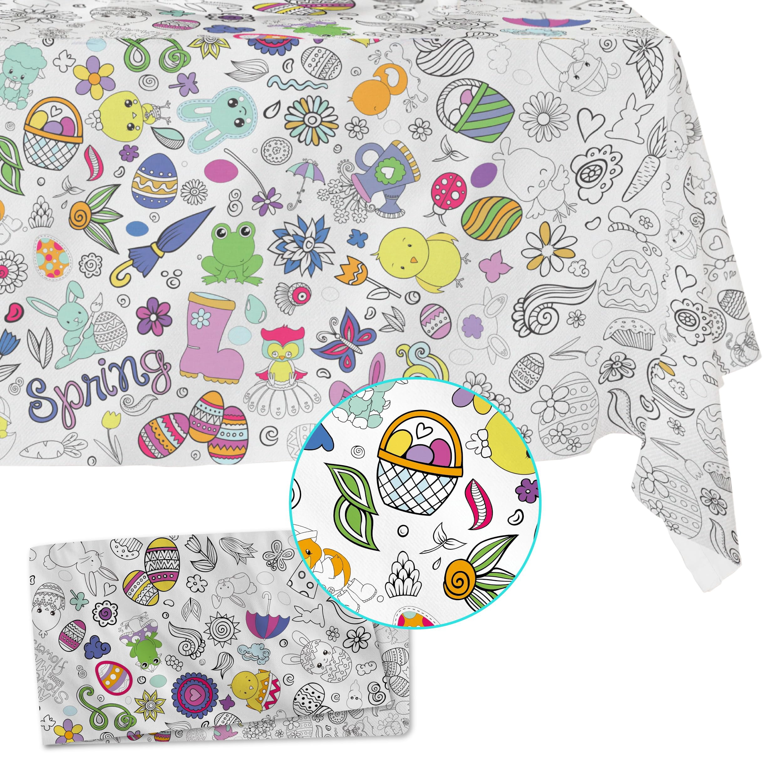 Fabric Reusable Coloring Tablecloth - Washable Coloring Mat for Kids ...