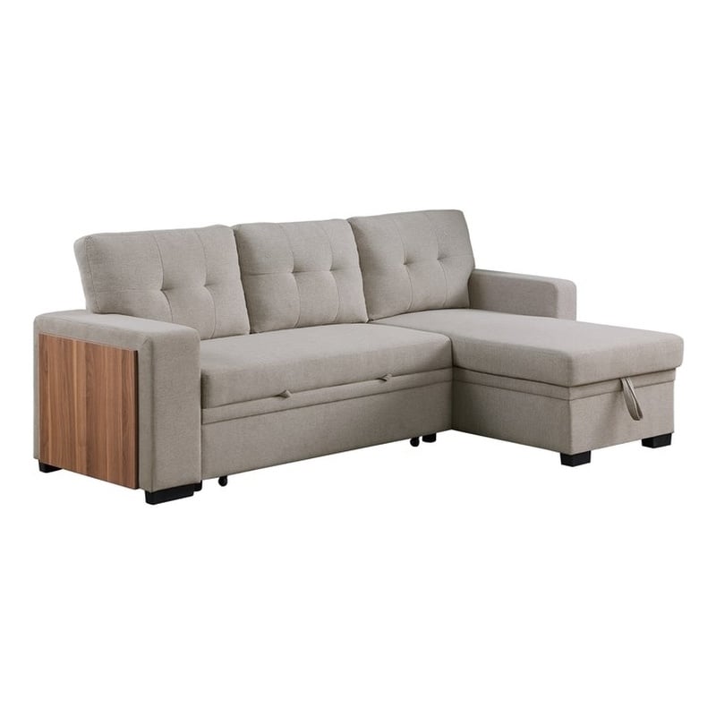 Comfy Reversible Fabric Sectional Sofa Bed with Side Compartment and ...