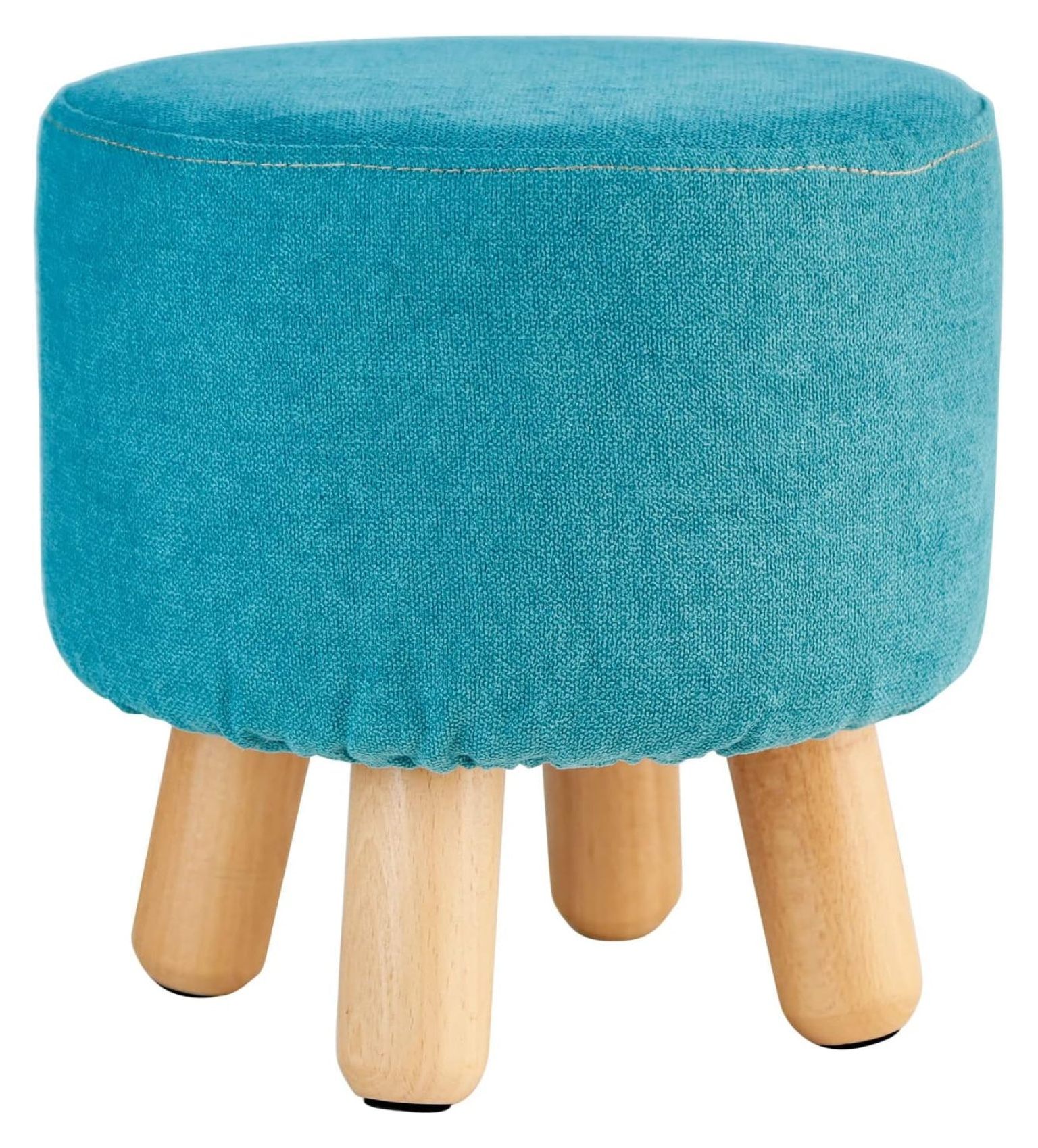 Fabric Round Padded Ottoman Foot Rest Stool Linen Sky Blue - Walmart.com