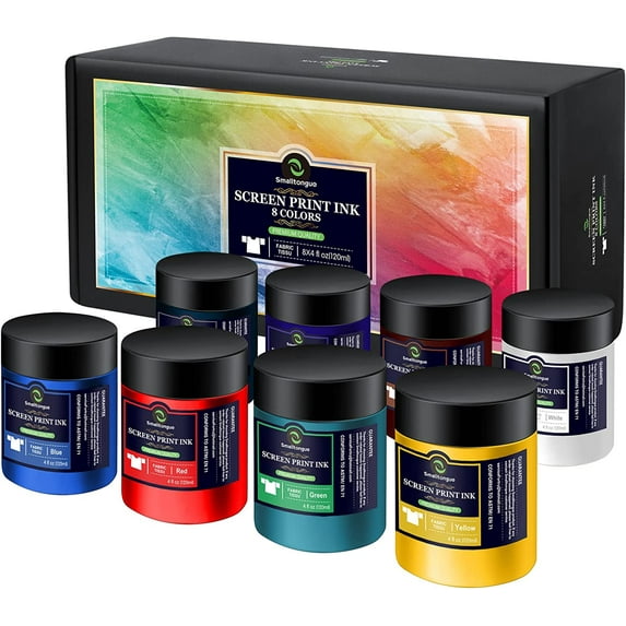 Fabric Screen Printing Ink, 8 Colors x 4 fl oz(120ml), Chalk Paste ...