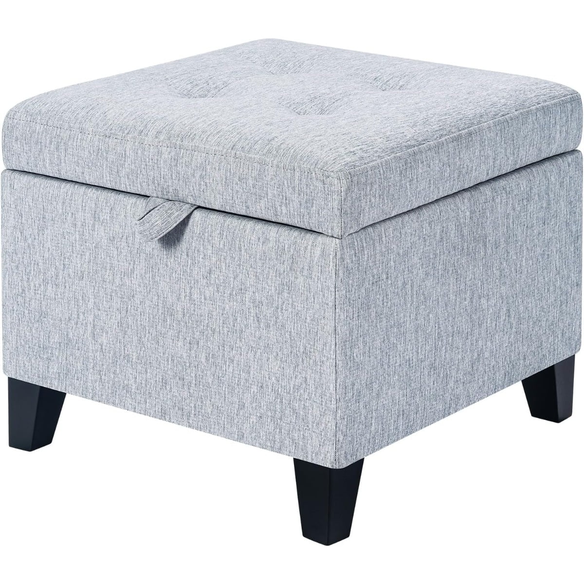 Fabric Script Pattern Cube Storage Footstool, Hinged Lid, Solid Wood ...