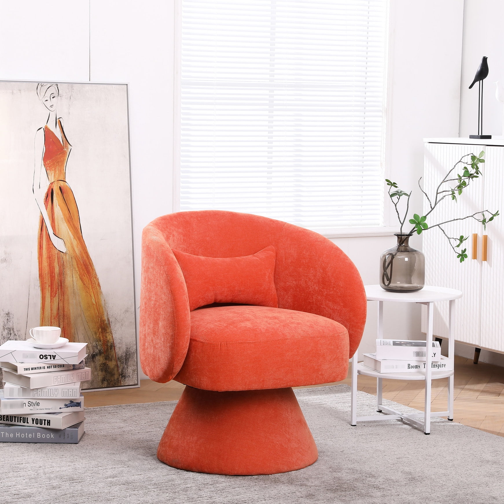 Fabric Seat - 360 Swivel Base Design - Living Room Conversation ...