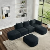 Fabric Sectional Couch L Shaped, Convertible Modular Sofa with Two ...