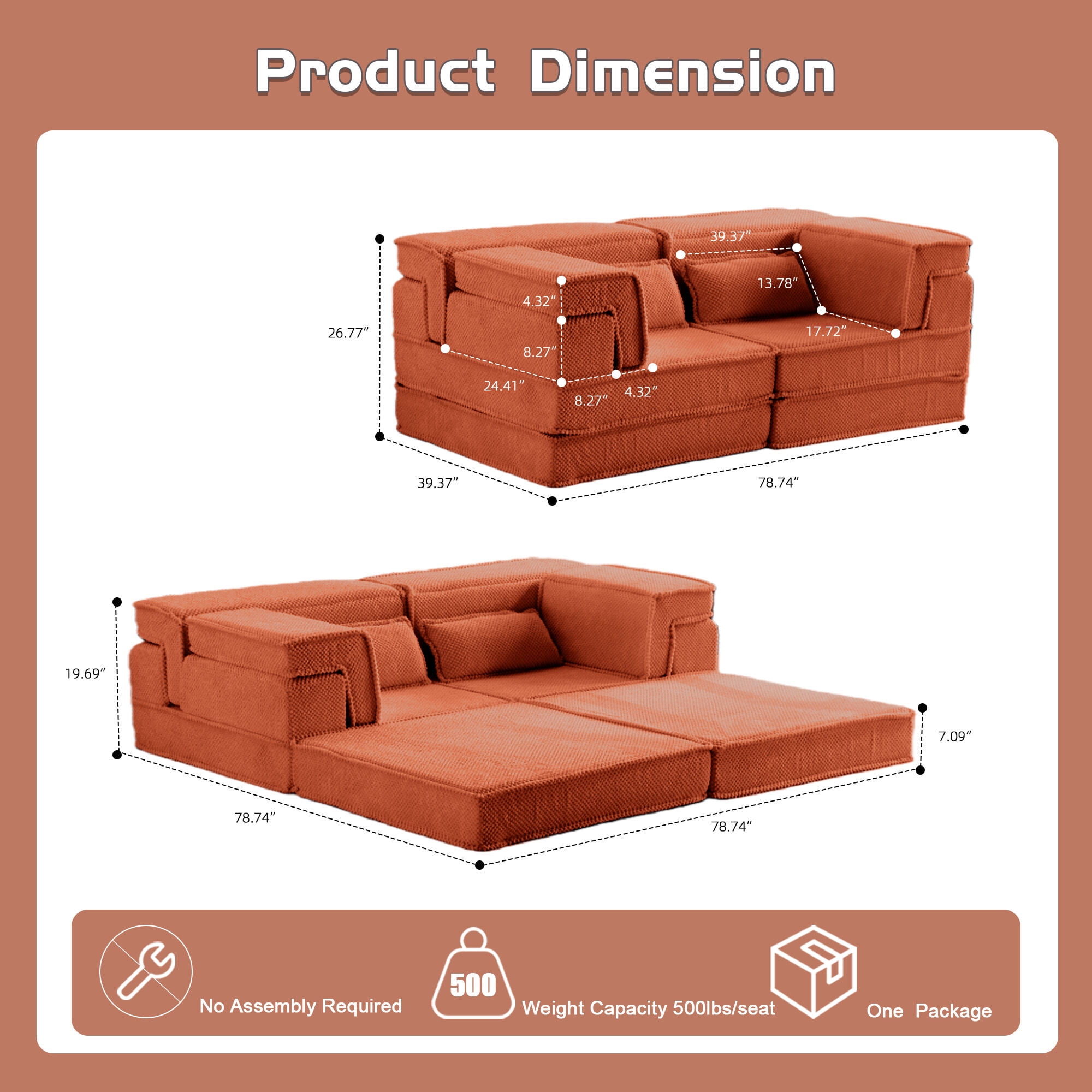 Fabric Sectionals Compression Mahjong Sofa,Convertible Floor Sofa Bed ...