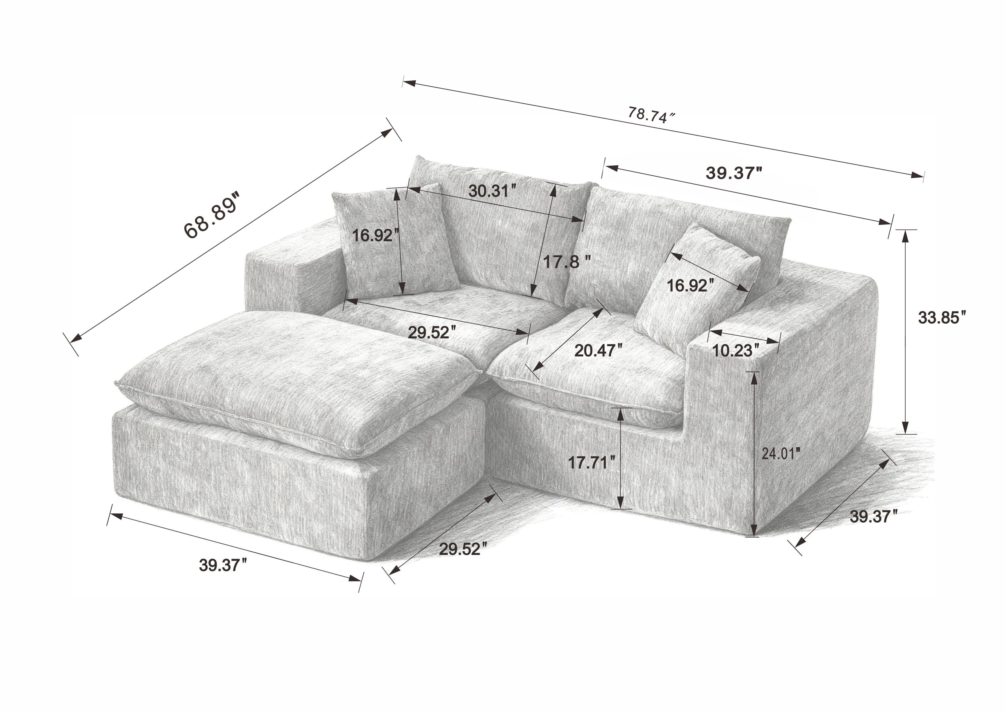 Fabric Sectionals Modern Chenille cloud sofa, freely combinable ...