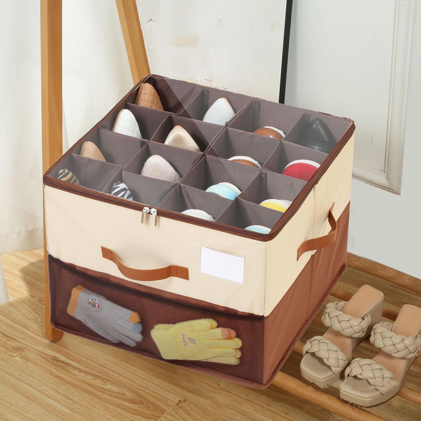 Fabric Shoe Organizer Storage Box Foldable Cloth Boot Box Collapsible ...