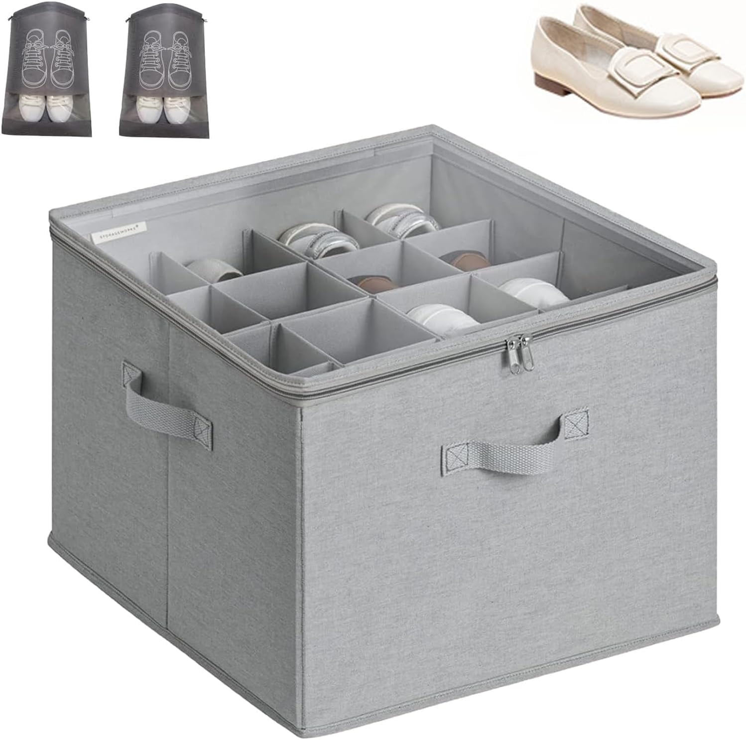 Fabric Shoe Organizer Storage Box,Foldable Shoe Cubby Storage ...