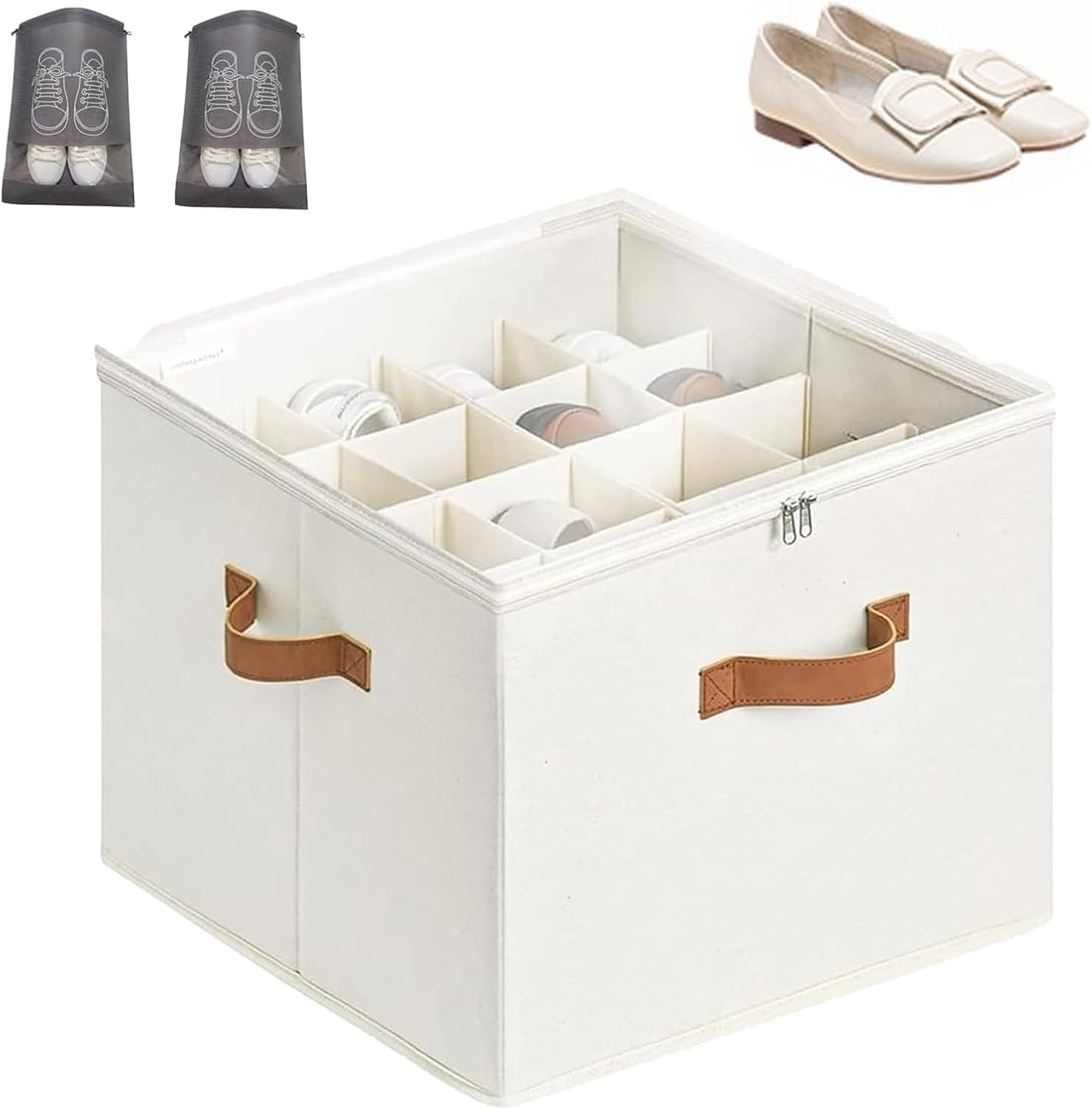 Fabric Shoe Organizer Storage Box,Foldable Shoe Cubby Storage ...