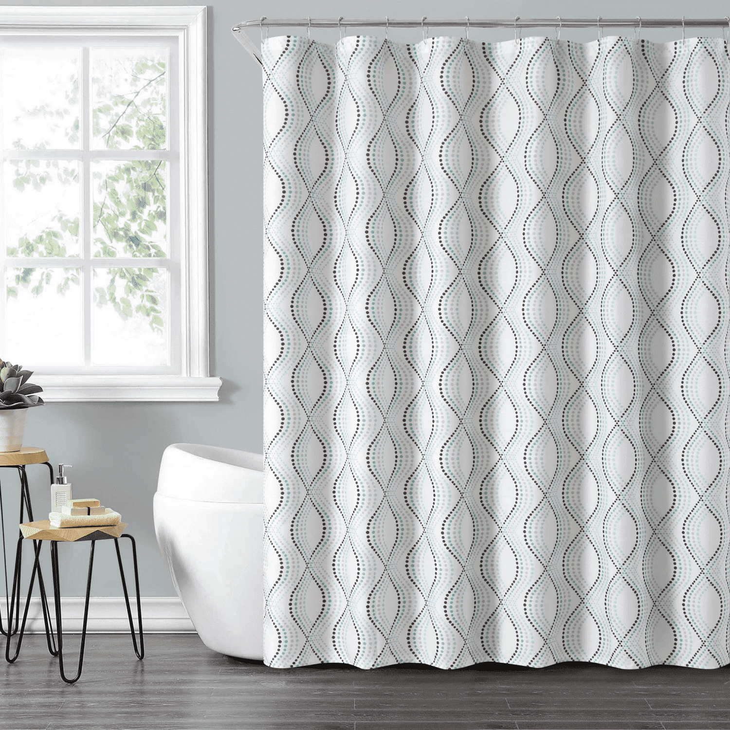 Fabric Shower Curtain Dots of Ripples, Bathroom Shower Curtain Blue Dot Design - Walmart.com