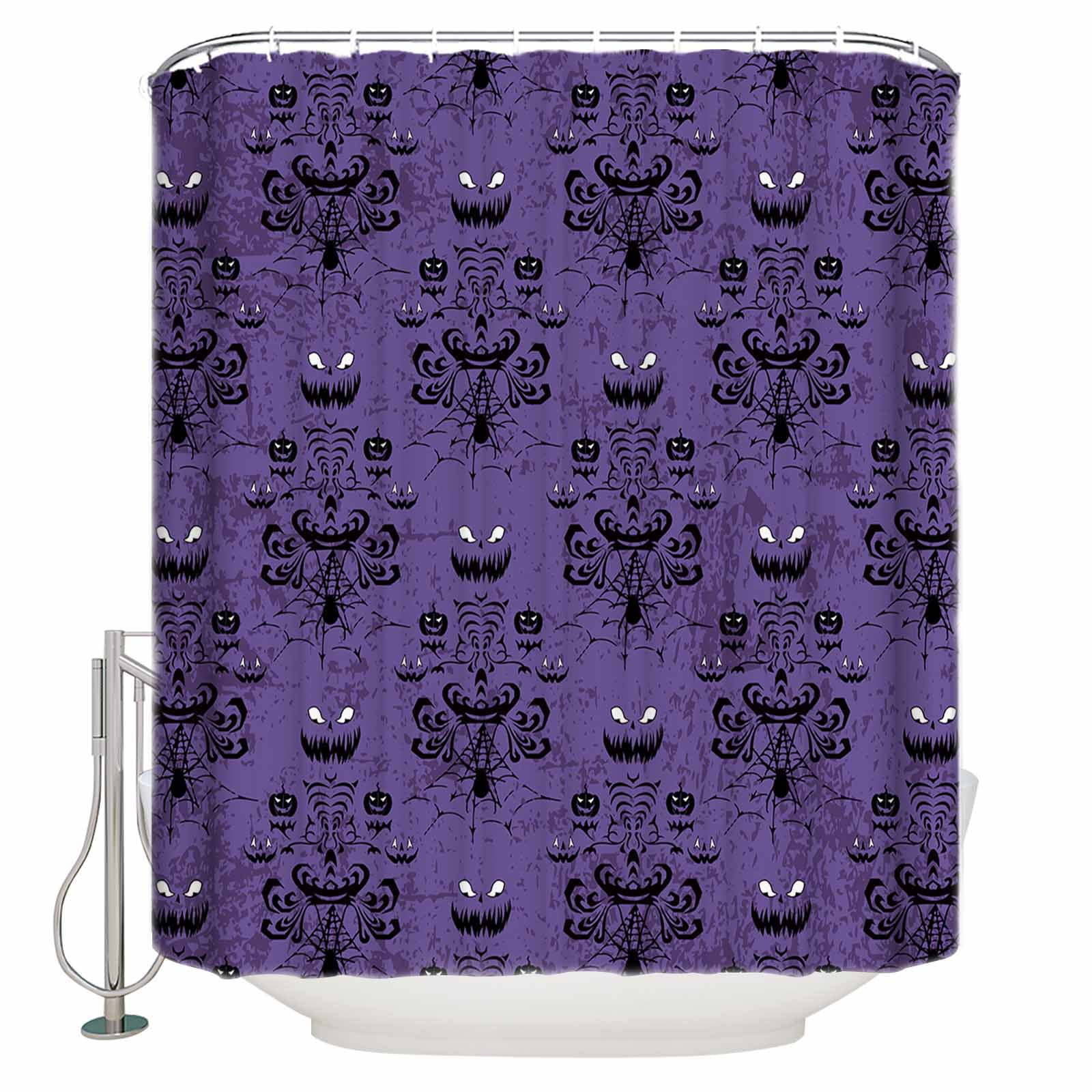 Fabric Shower Curtain, Halloween Haunted Ghost House Mansion Spider ...