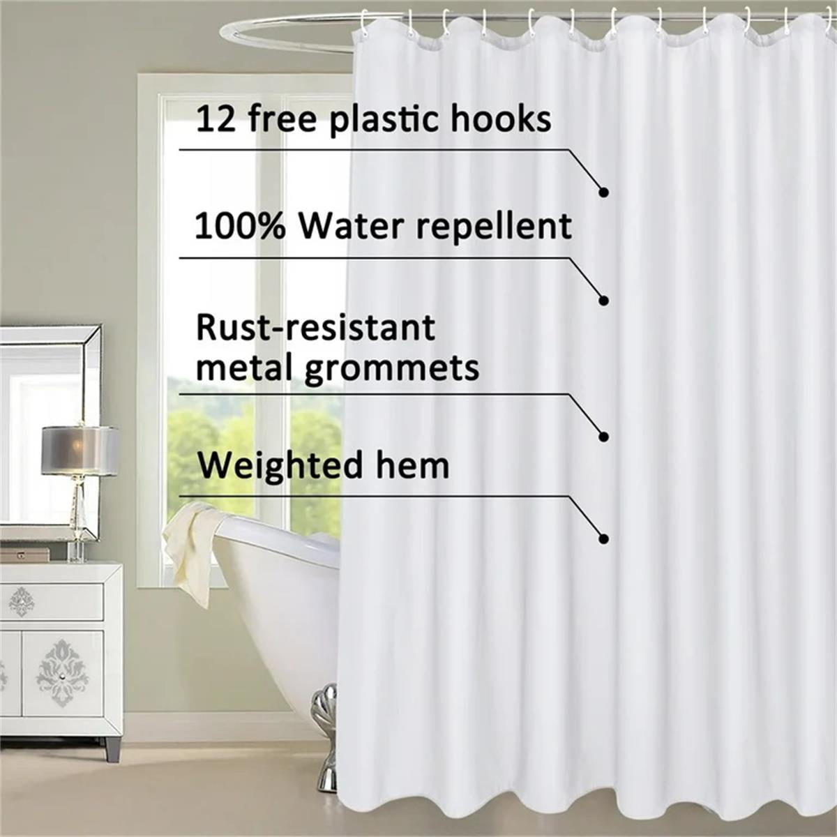 Fabric Shower Curtain Liner, 72"x 84" Extra Long Cloth Shower Curtain ...
