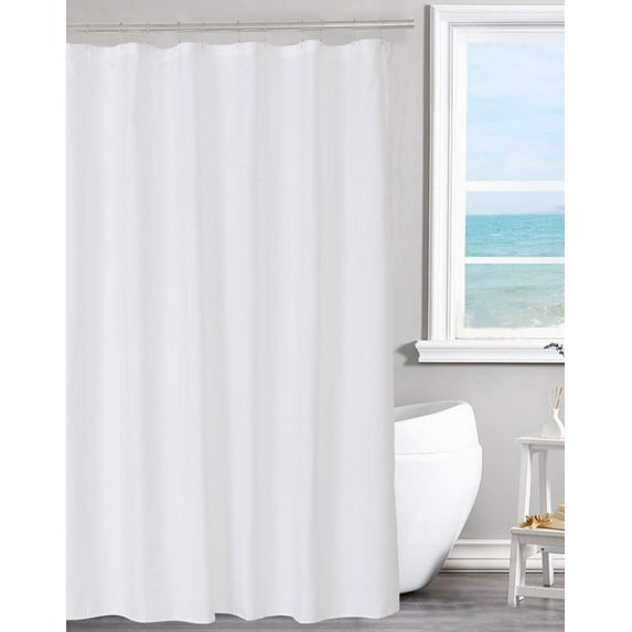 Fabric Shower Curtain Liner Solid White with Magnets, Hotel Quality ...