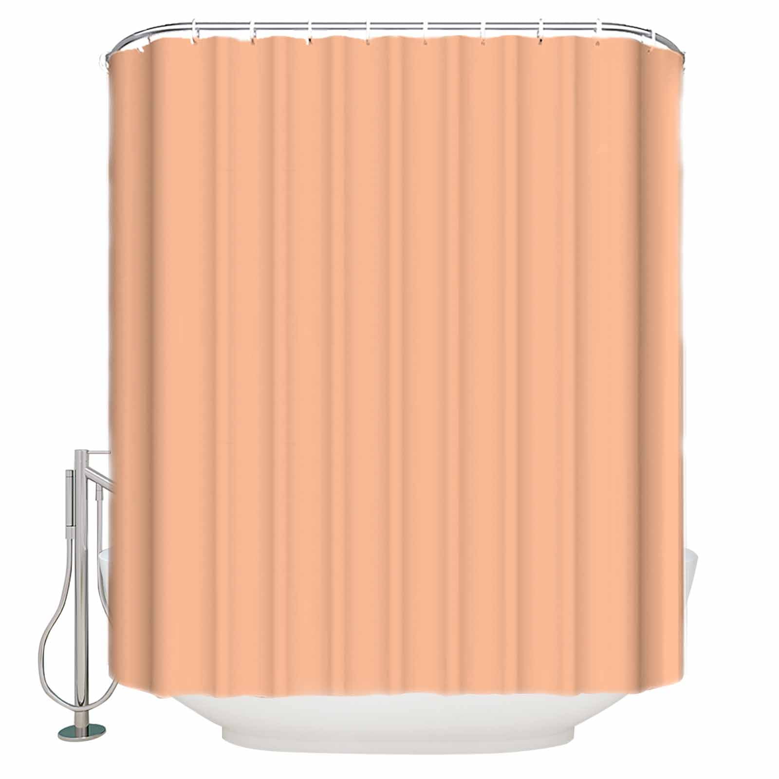 Fabric Shower Curtain, Peach Coral Solid Color Shower Curtains with 12 ...