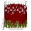 Fabric Shower Curtain, Christmas Xmas Tree Snowman Deer Robin Bird Red ...
