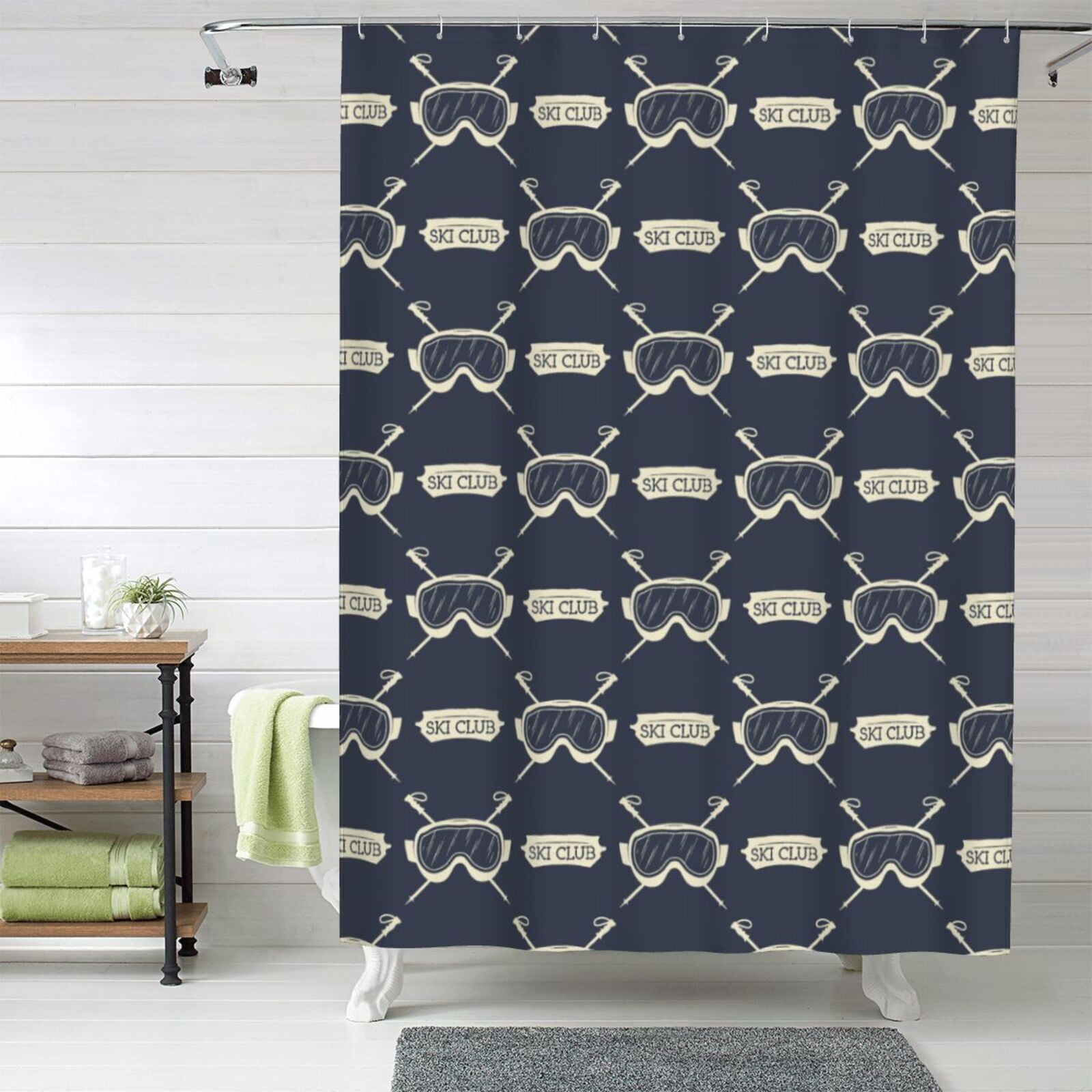Fabric Shower Curtains for Bathroom - Ski Goggles Vintage Print 60x72In ...