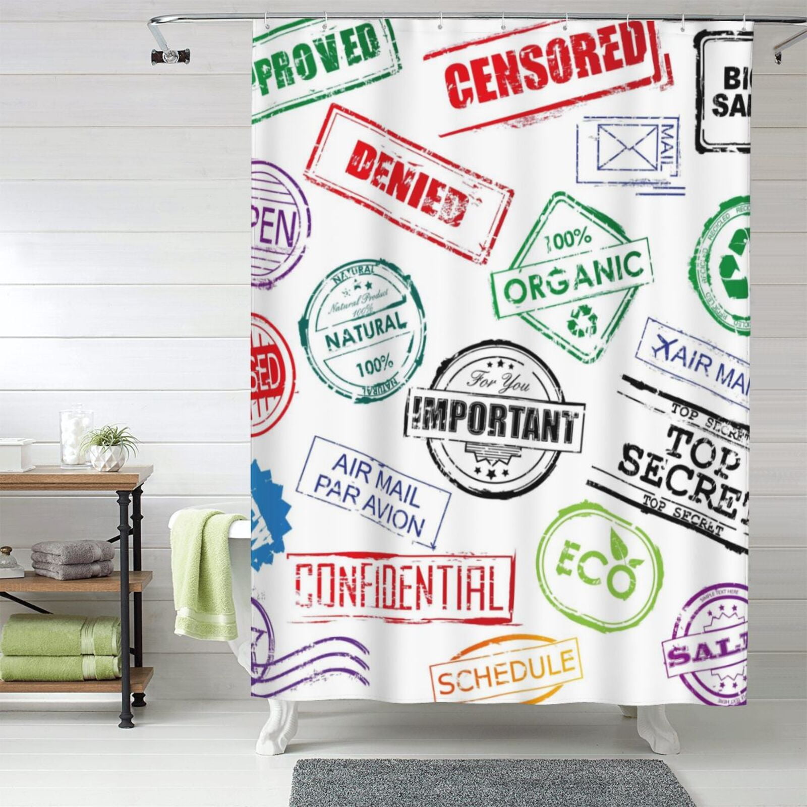 Fabric Shower Curtains for Bathroom - Stamp Set Collection 60x72In ...