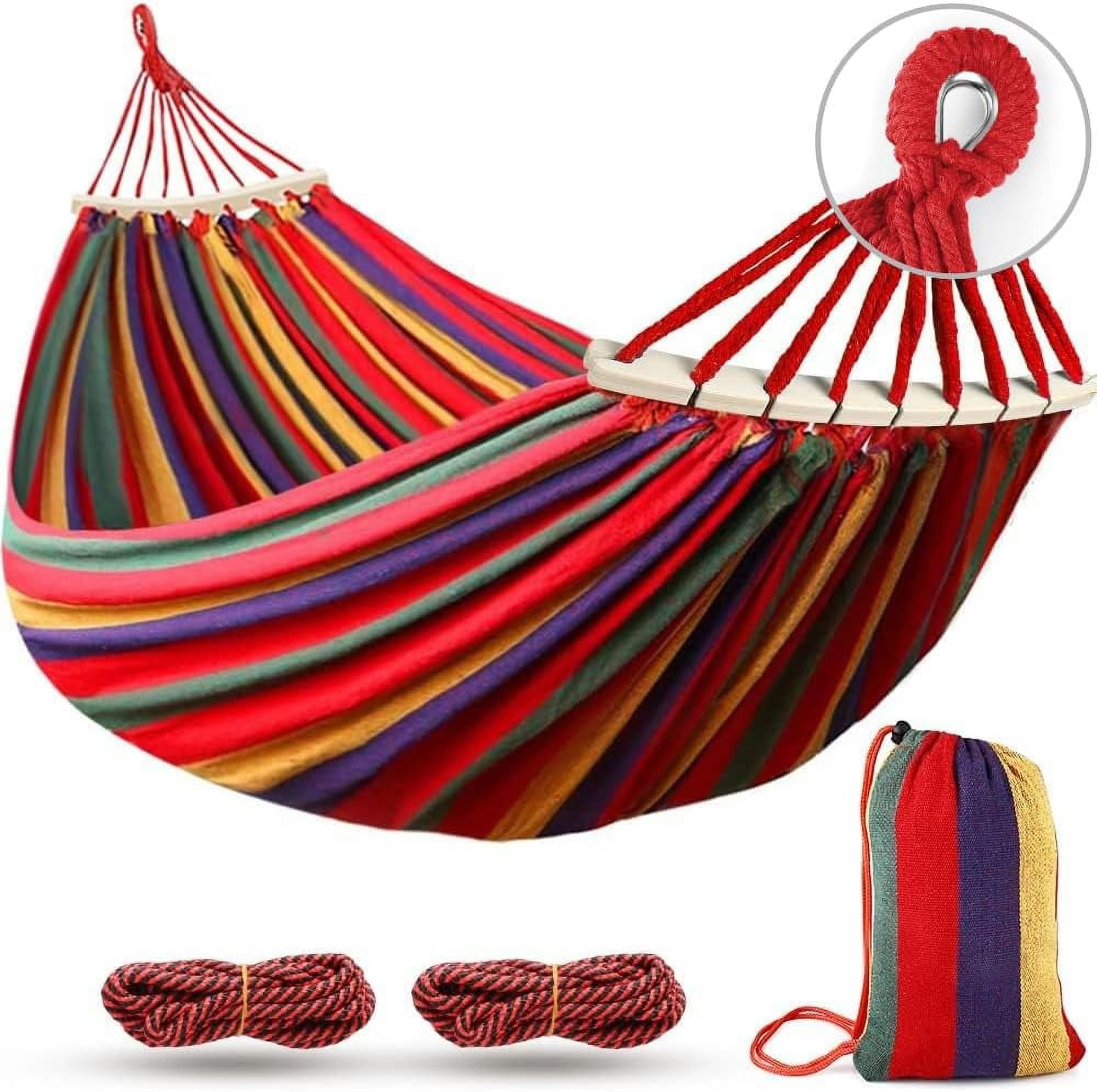 Fabric Single Hammocks with Two Anti Roll Balance Beam and Sturdy Metal ...