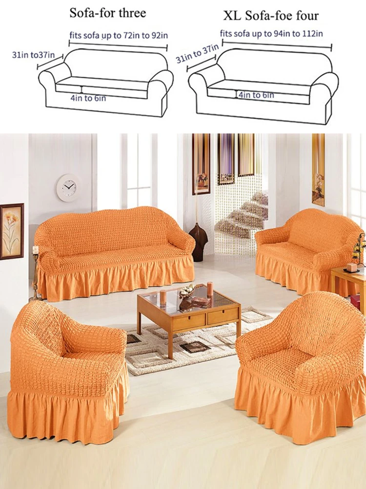 Fabric Skirt 1/2/3/4 Seater Sofa Cover 90-360cm Full Package Single Universal Elastic Sofa ...
