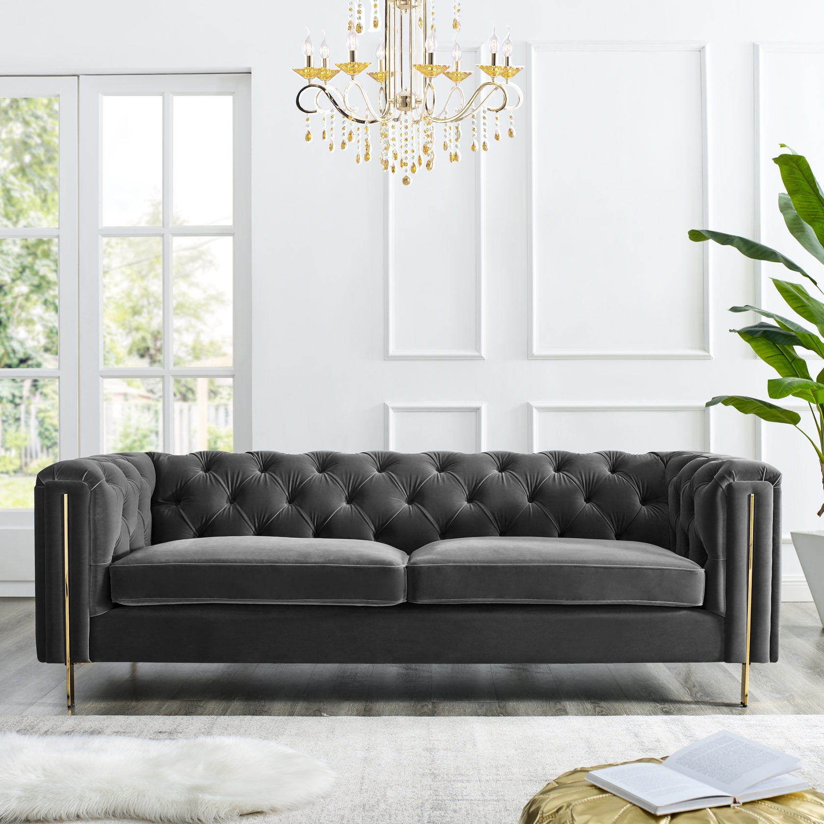 Fabric Sofa with Brass Legs / Sinuous Spring Seats in Dormitories ...