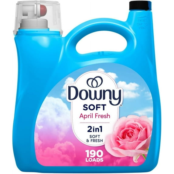 Fabric Softener Liquid, April Fresh Scent, 140 fl oz, 190 Loads, HE Compatible, Downy Fabric ...