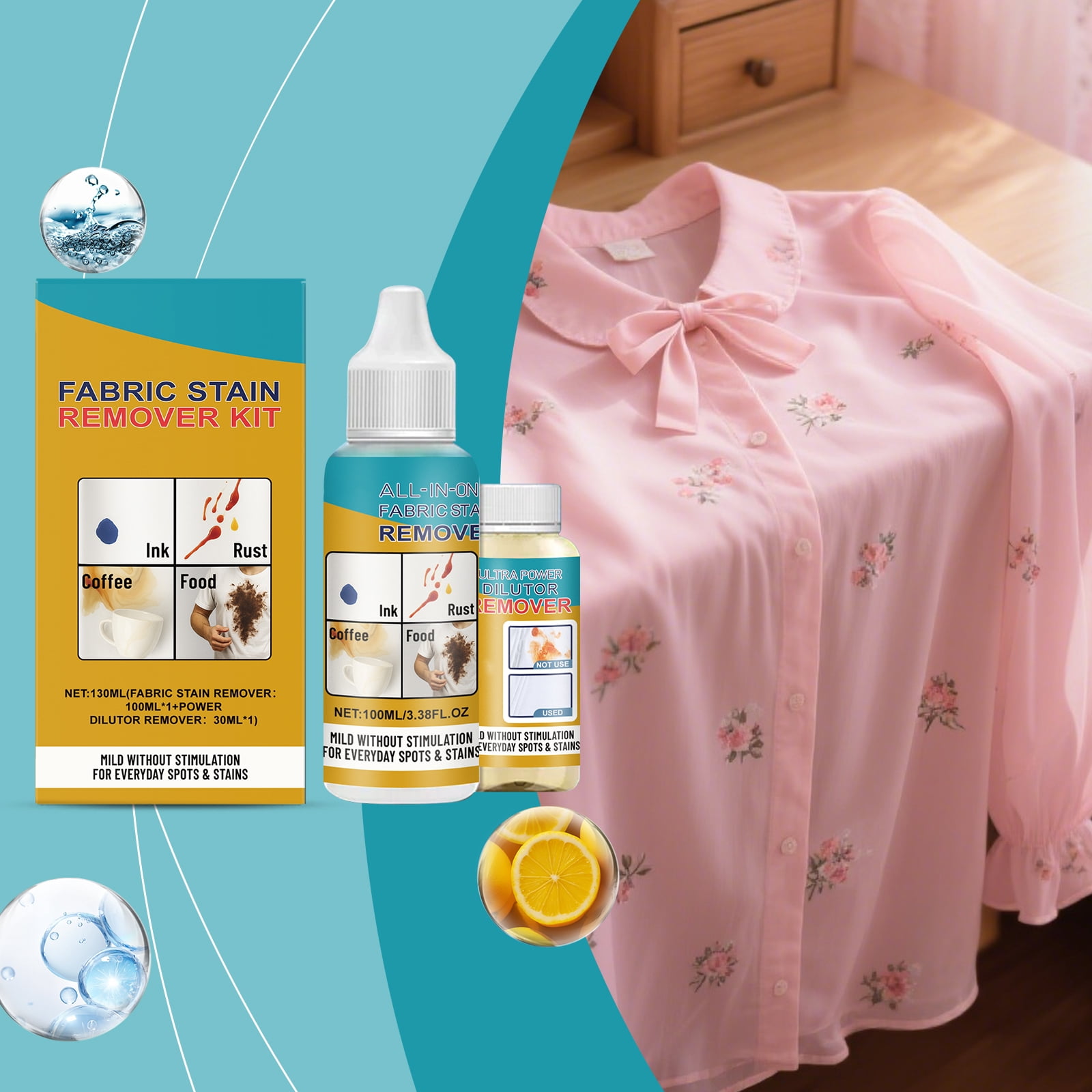 Fabric Stain Remover Pen and Spray Kit, Portable Solution for Oil ...