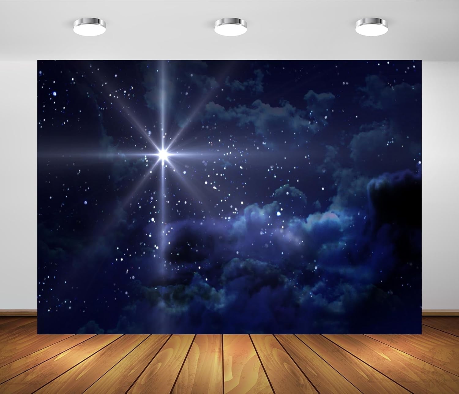Fabric Star Night Church Backdrop 7×5 Ft Blue Starry Sky Religious ...