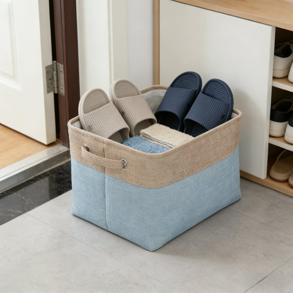 Fabric Storage Basket 14.96x11.02x9.45in Collapsible Linen Bin with ...