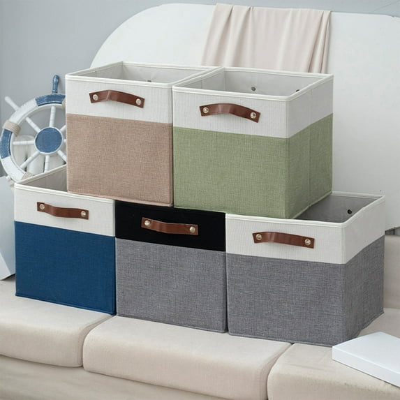 Fabric Storage Basket Foldable Cloth Organizer Bin with Handles | Multi ...