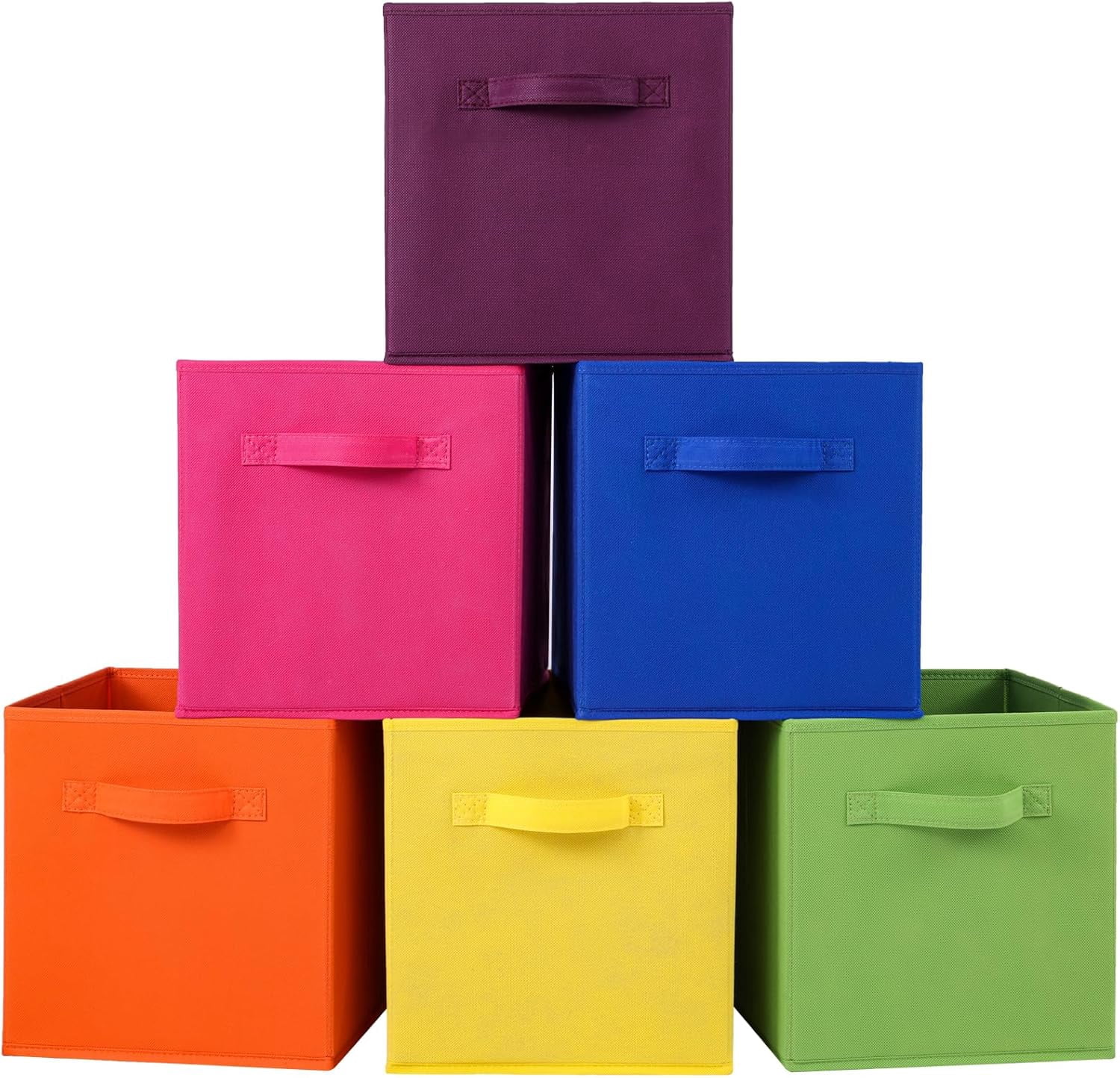 Fabric Storage Bins 6 Pack Fun Colored Durable Storage Cubes with ...