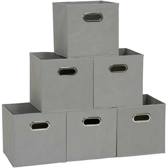 Fabric Storage Bins 6 Piece Set, Strong Poly-Woven Fabric, Sturdy ...