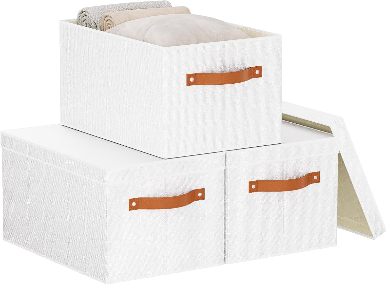 Fabric Storage Bins, 7.1 x 9.1 x 13 Inch Clothes Boxes for Shelves with ...