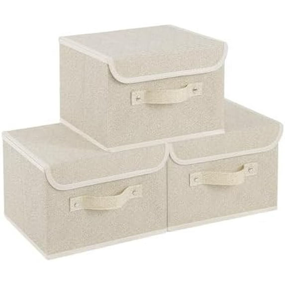 Fabric Storage Bins Cube Organizers with Flip-Top Lid and Handles ...
