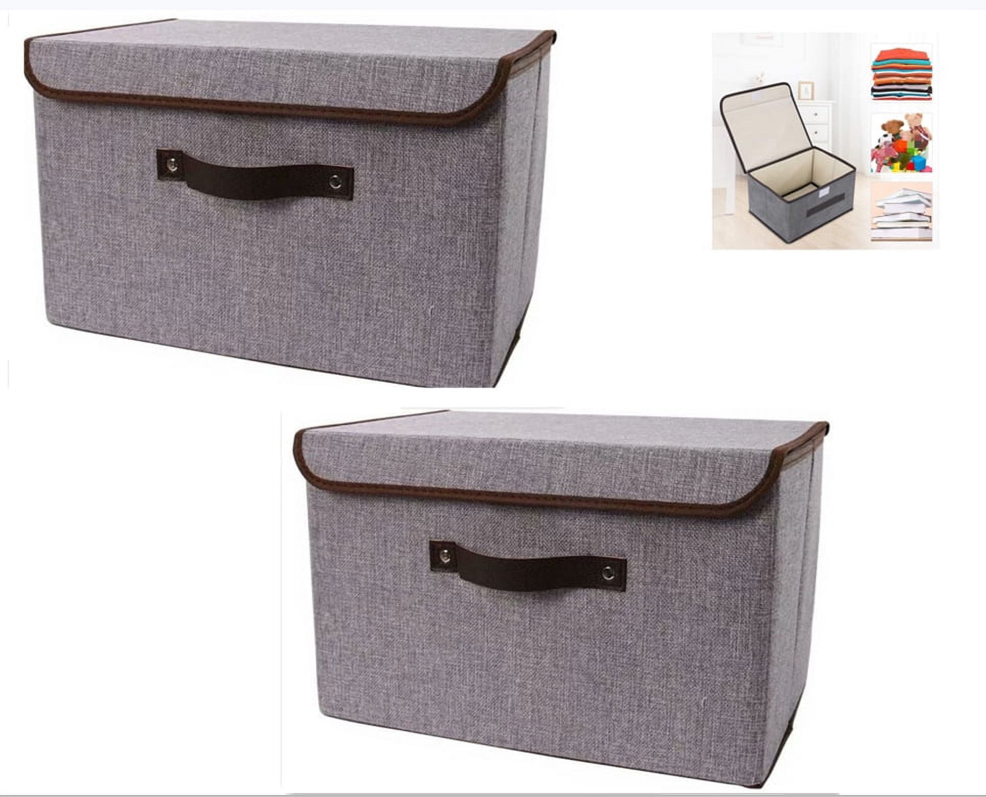 Fabric Storage Bins with Lid [2-Pack] Foldable Closet Storage Boxes for ...