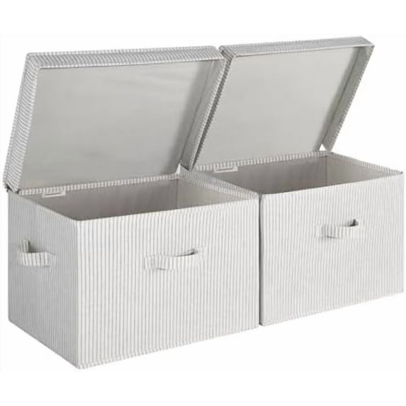 Fabric Storage Bins with Lid, Decorative Storage Boxes for Shelves ...