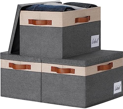 Fabric Storage Bins with Lids 3 Pack, Large Fabric Storage Baskets with ...