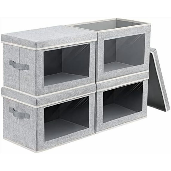 Fabric Storage Bins with Lids, Large Storage Cubes with Window, Fabric ...