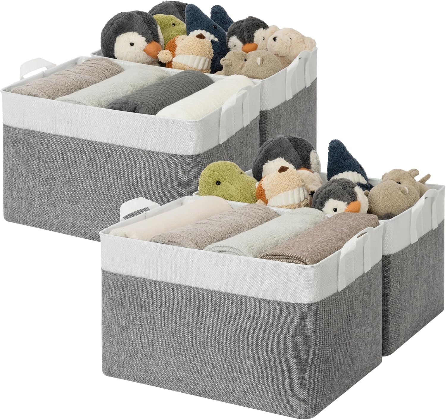 Fabric Storage Bins with Metal Frame, Storage Basket with Handles ...