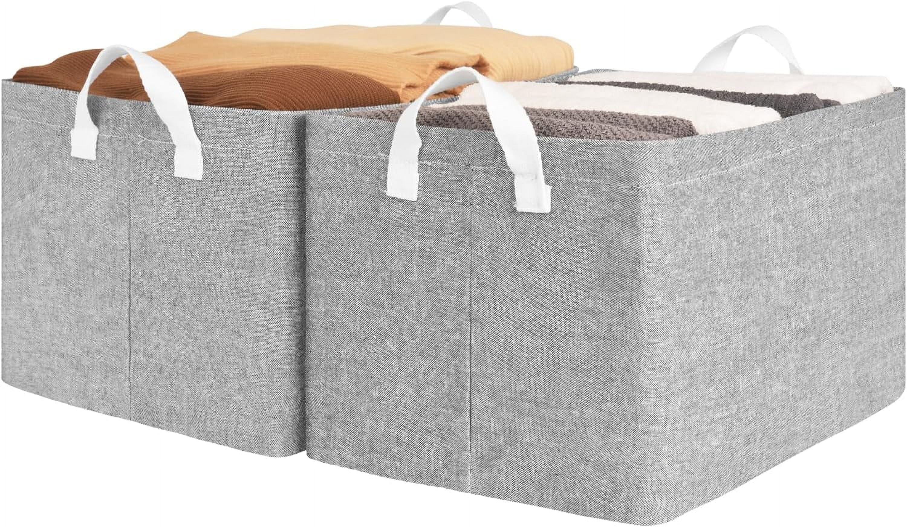 Fabric Storage Bins for Shelves, Large Storage Baskets with Metal Frame ...