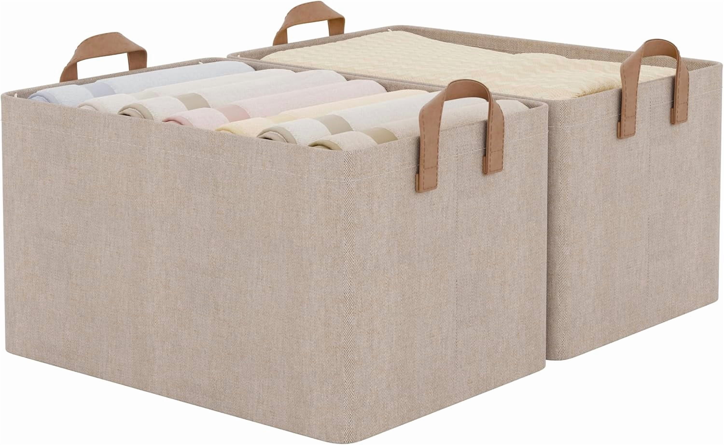 Fabric Storage Bins with Metal Frame, Large Closet Baskets with Handles ...