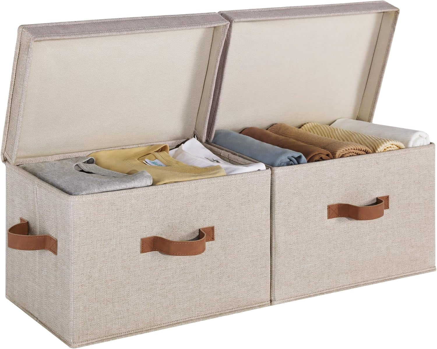 Fabric Storage Bins with lid, Decorative Boxes for Shelves, Closet ...
