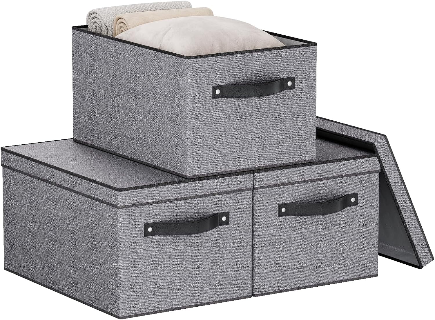 Fabric Storage Boxes, 7.1 x 9.1 x 13 Inch Baskets for Shelves with Lids ...