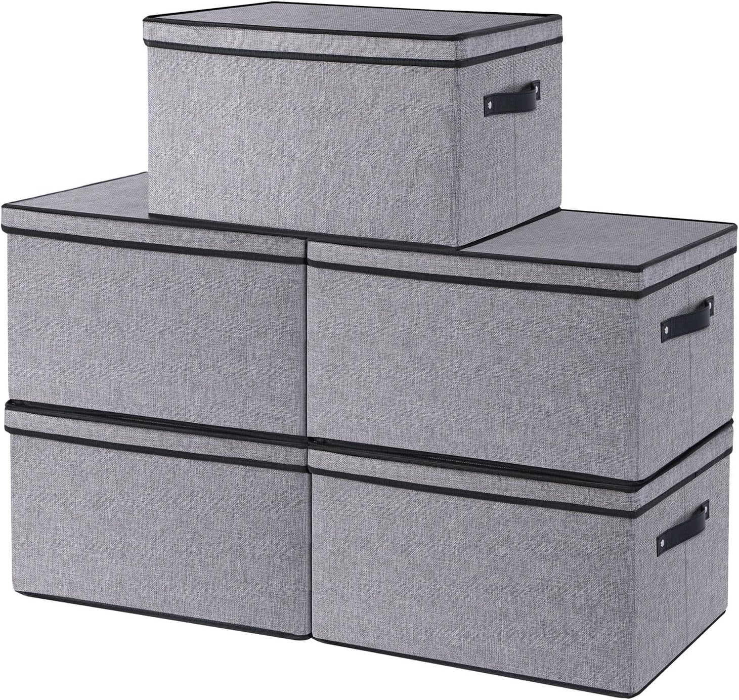 Fabric Storage Boxes, 7.1 x 9.1 x 13 Inch Baskets for Shelves with Lids ...