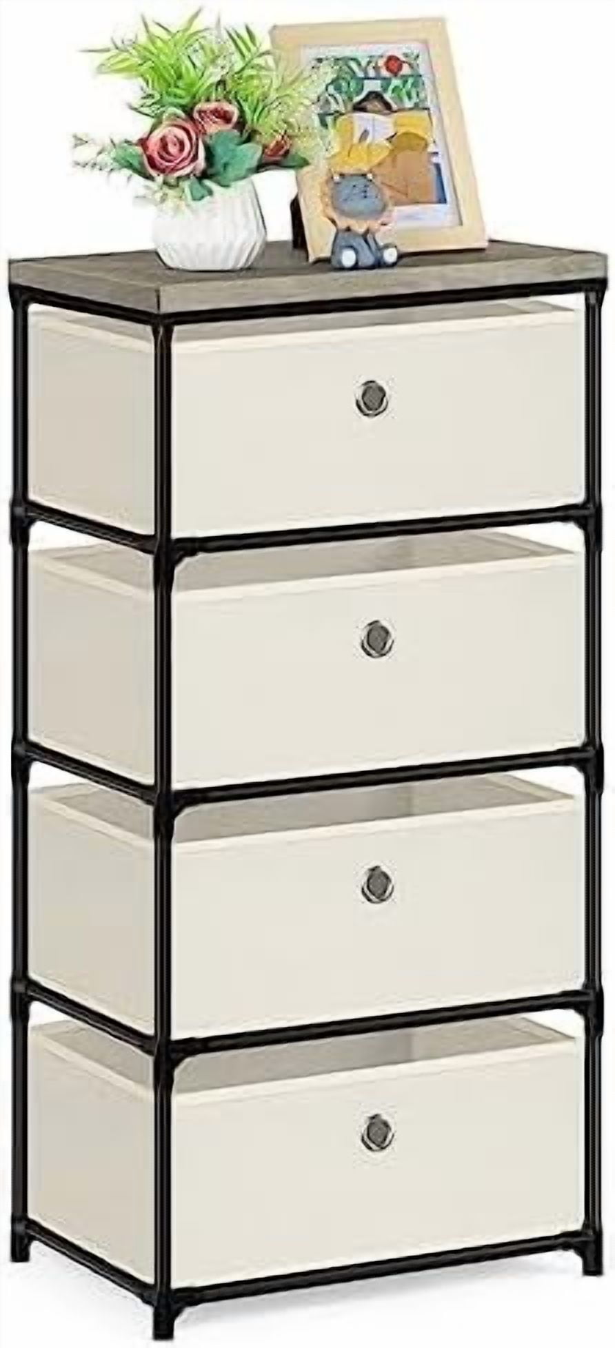 Fabric Storage Chest, Drawer Clothes Organizer - 4 Drawers Storage ...